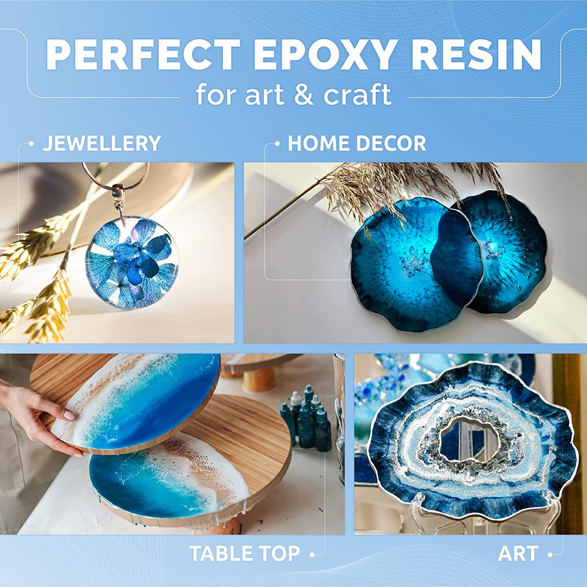 Crystal-Clear Craft Resin Epoxy 1L Kit. Professional-looking finish ...