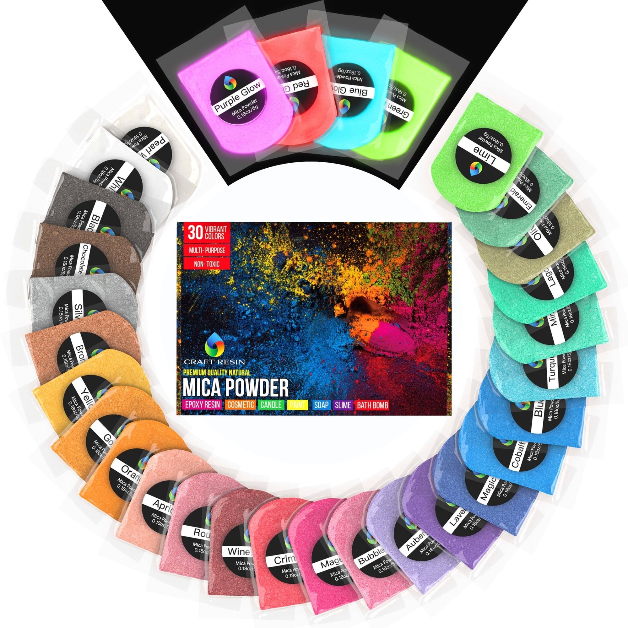 Craft Resin Mica Powder | 30 Colours Pigment Set for Epoxy Resin Art
